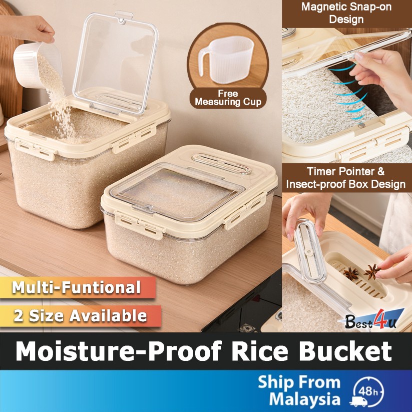 BEST4U 5/10KG Luxury Rice Storage Box Insect-proof Sealed Food Moisture ...