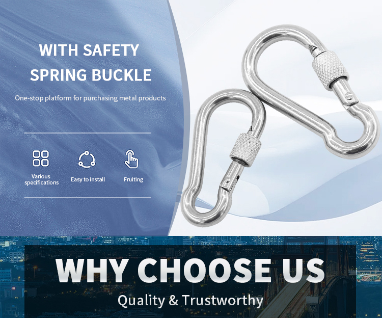 304 Stainless Steel Screw Lock Carabiner Spring Snap Hook /Fitness Lock ...