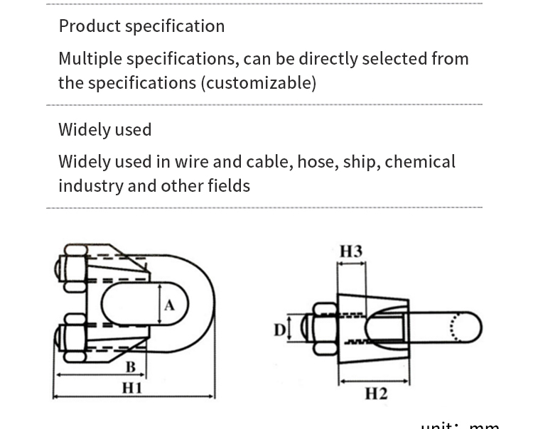 (M2-M16) Wire Rope Clip Stainless Steel 304 Cable Clip M2 / M3 / M4 ...