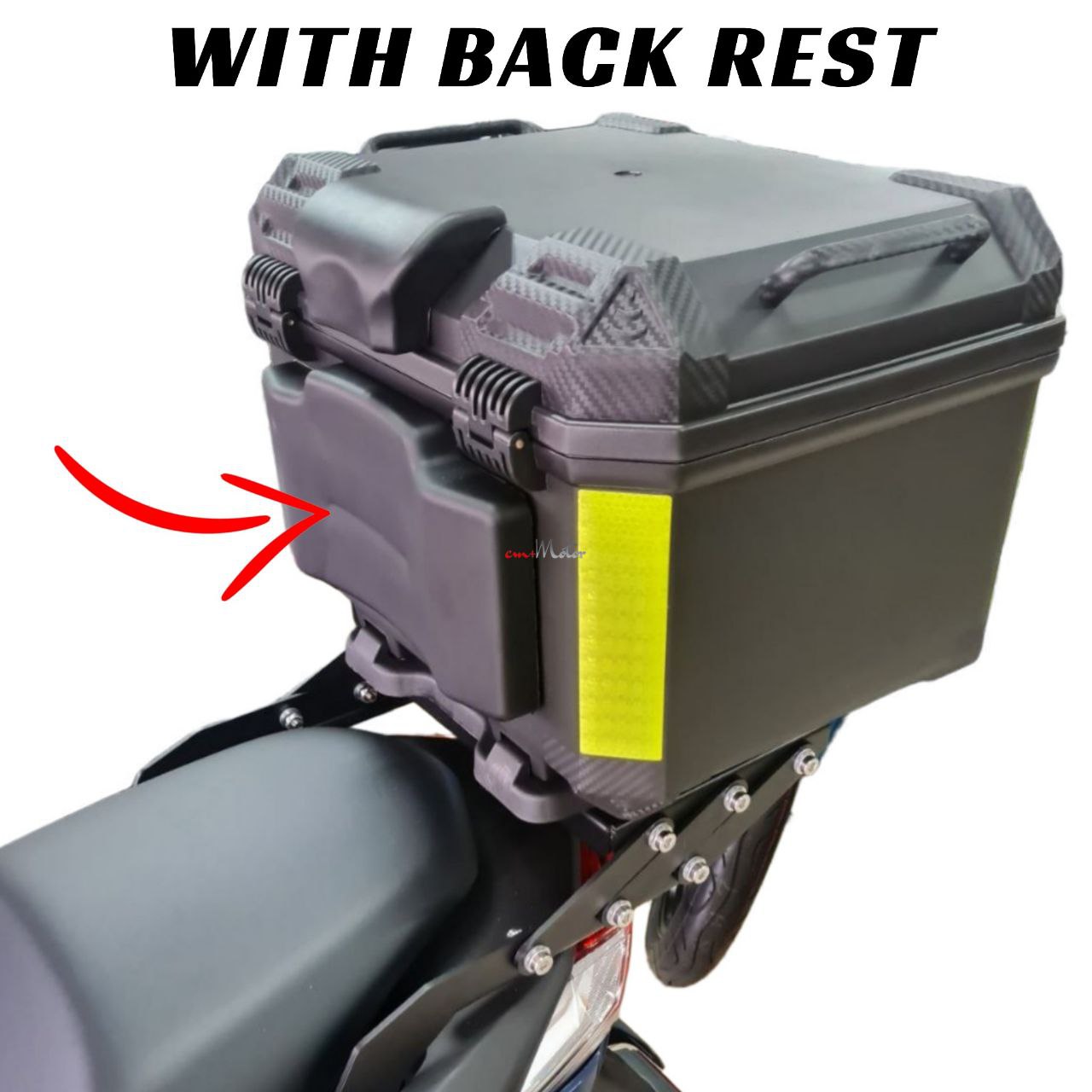 (SYM BENELLI MODENAS) GS 36L Kotak Hitam Top Box+RAPIDO Monorack 1 Set ...