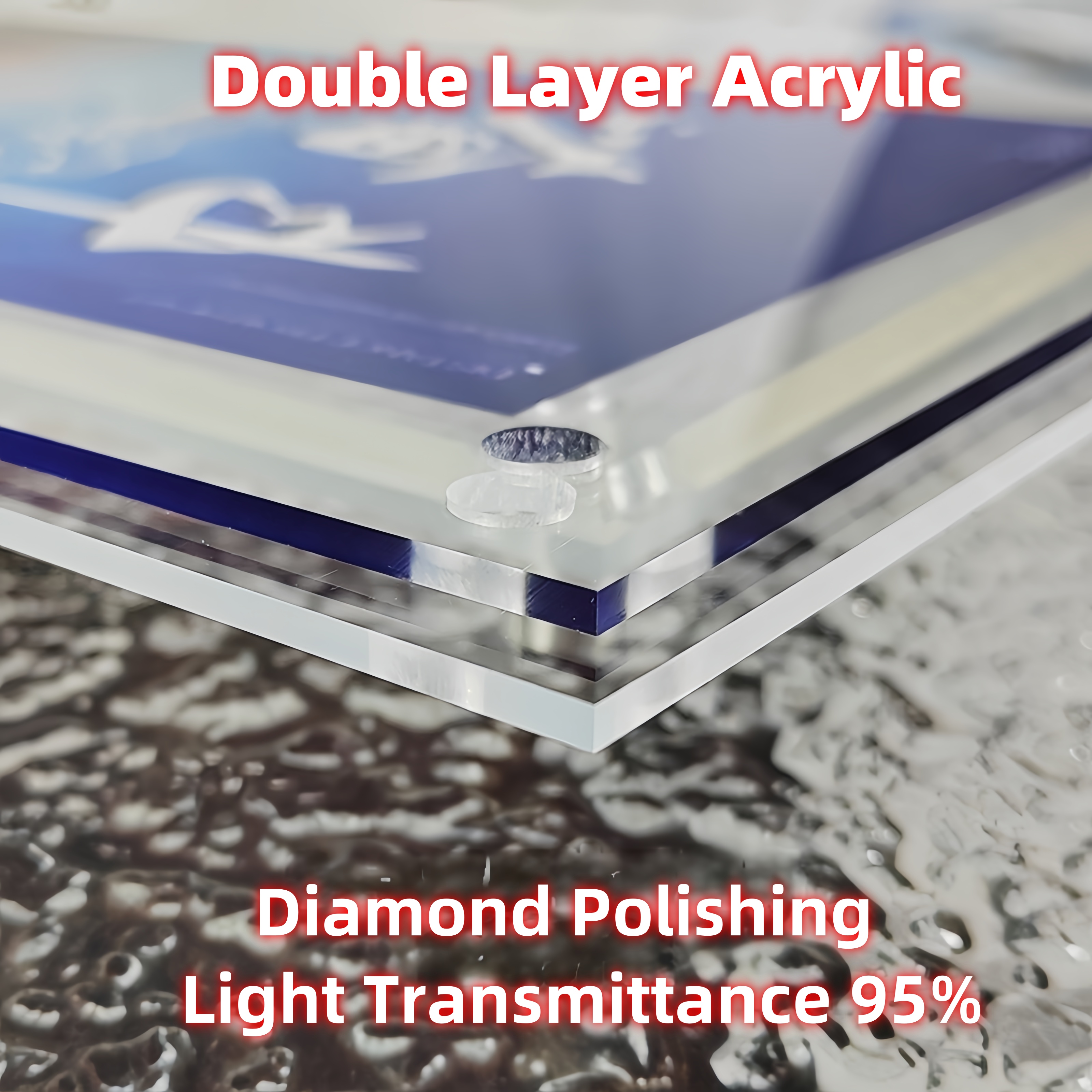A4 A3 A2 Transparent Acrylic Wall Display Board double-layer Frameless ...