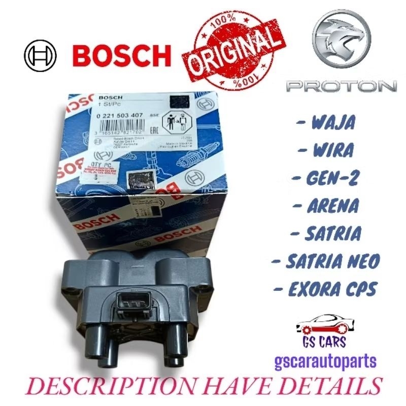 100% ORIGINAL Bosch ignition plug coil wira arena satria vdo/gen-2 ...