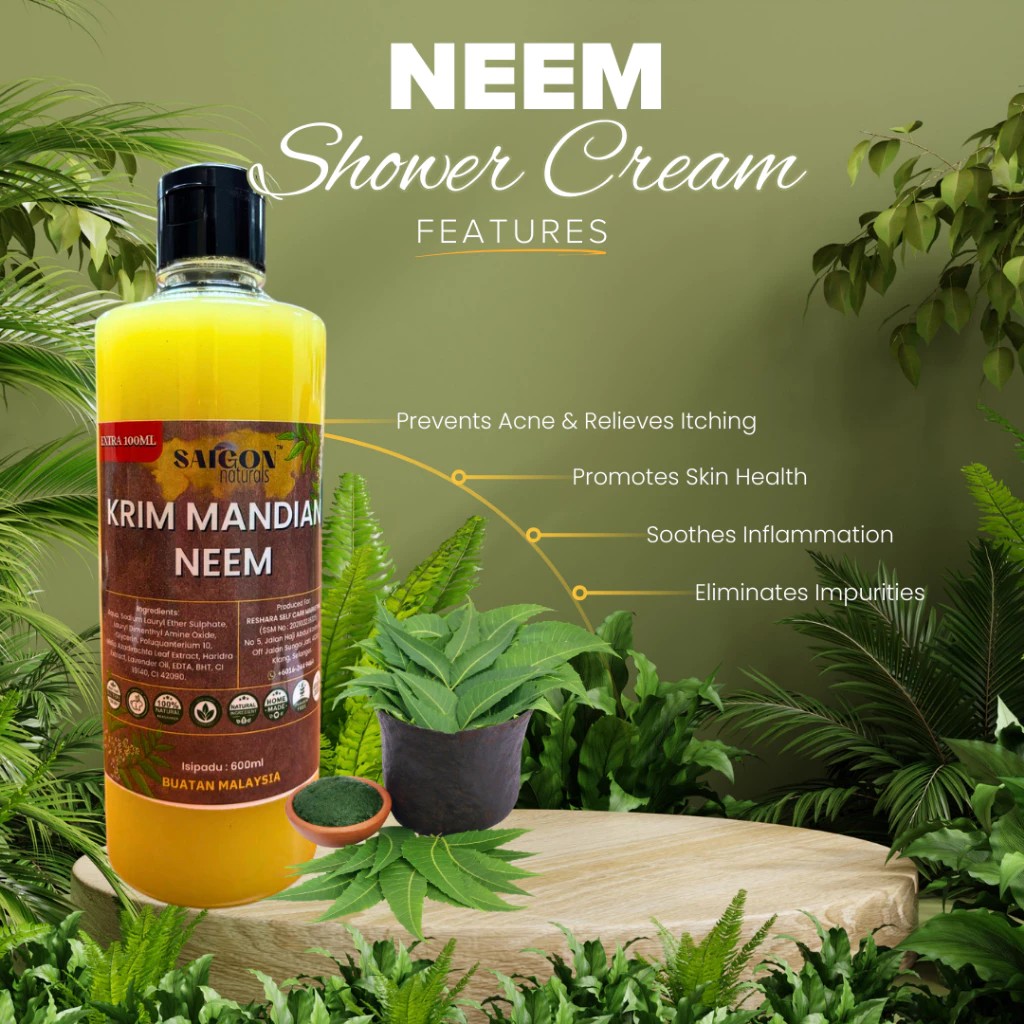 Saigon Naturals Sabun Daun Semambu Neem Body Wash | Showe Cream 600ml ...