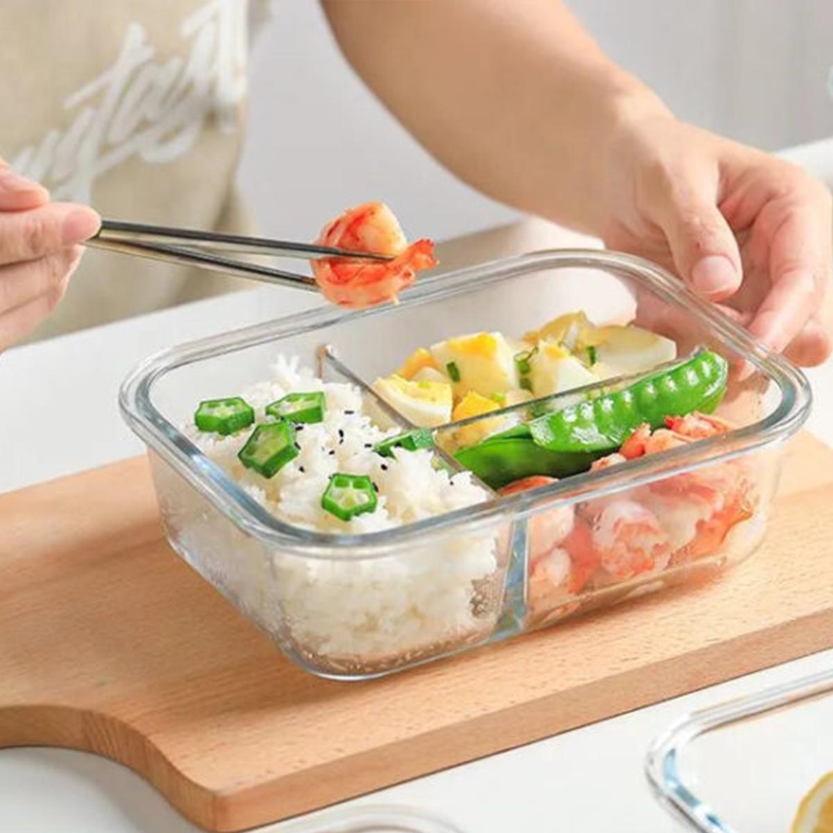 Glass Lunch Box Heat Resistant Borosilicate Glass Microwave Airtight ...