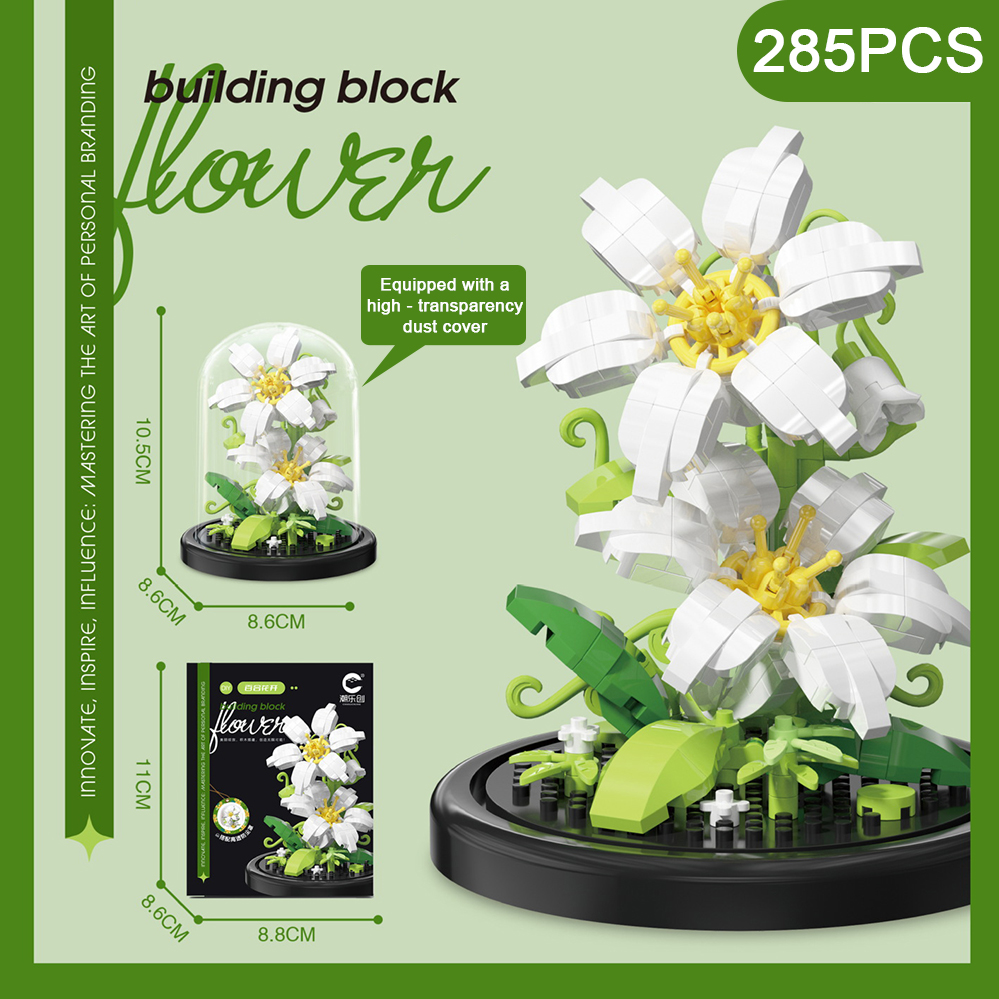 DIY Mini Flower Blocks Creative 3D Flowers Building Block Rose Bricks ...