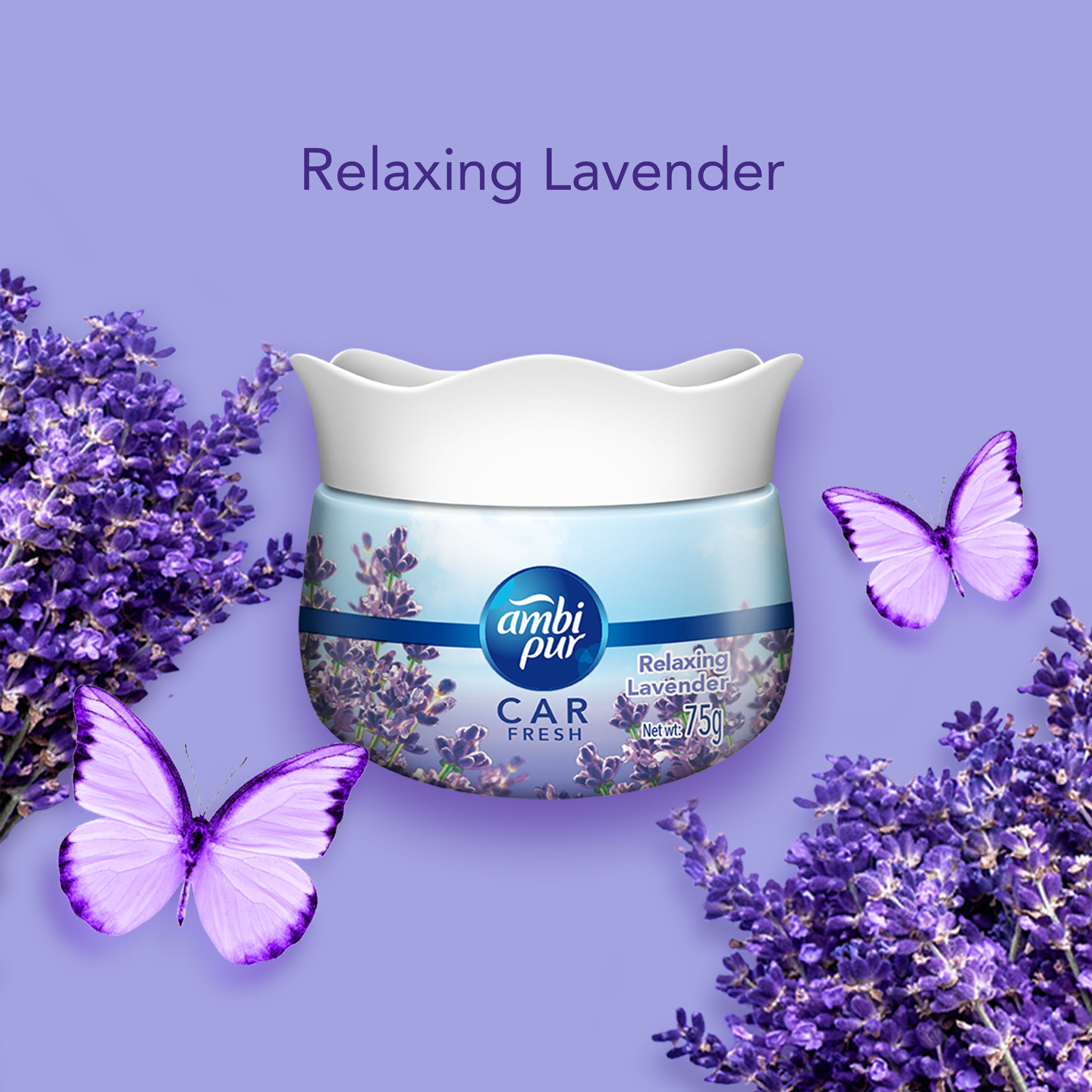 Ambi Pur Air Freshener Gel Car Fresh 75g (Relaxing Lavender ...