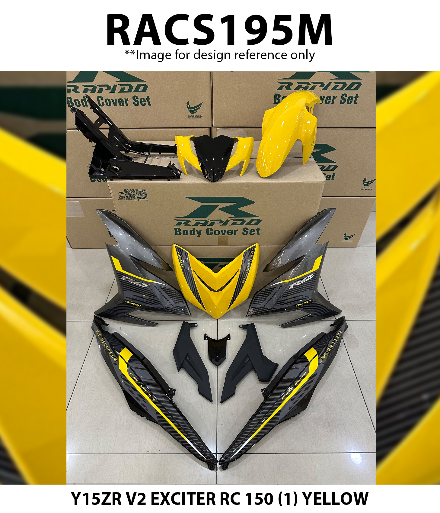 Yamaha Ysuku Y15zr V1 V2 Exciter Rc-150 (1) Red Sticker Tanam Stripe Tanam RAPIDO Coverset ...