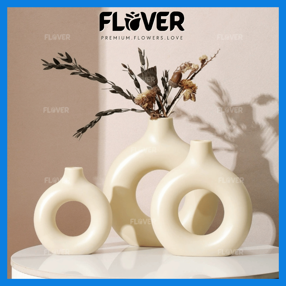 [1Box] Premium Round Plastic Vase Nordic | Doughnut Series Vase | Pasu ...