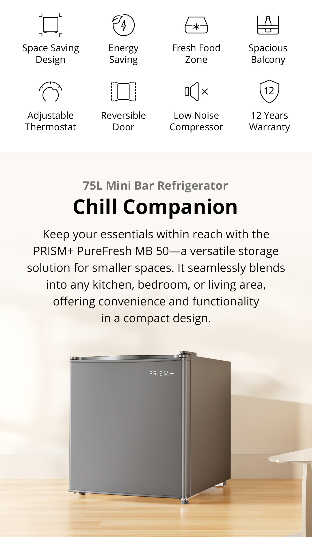 PRISM+ PureFresh 75L Mini Bar Mini Refrigerator [NEW LAUNCH] | Shopee ...