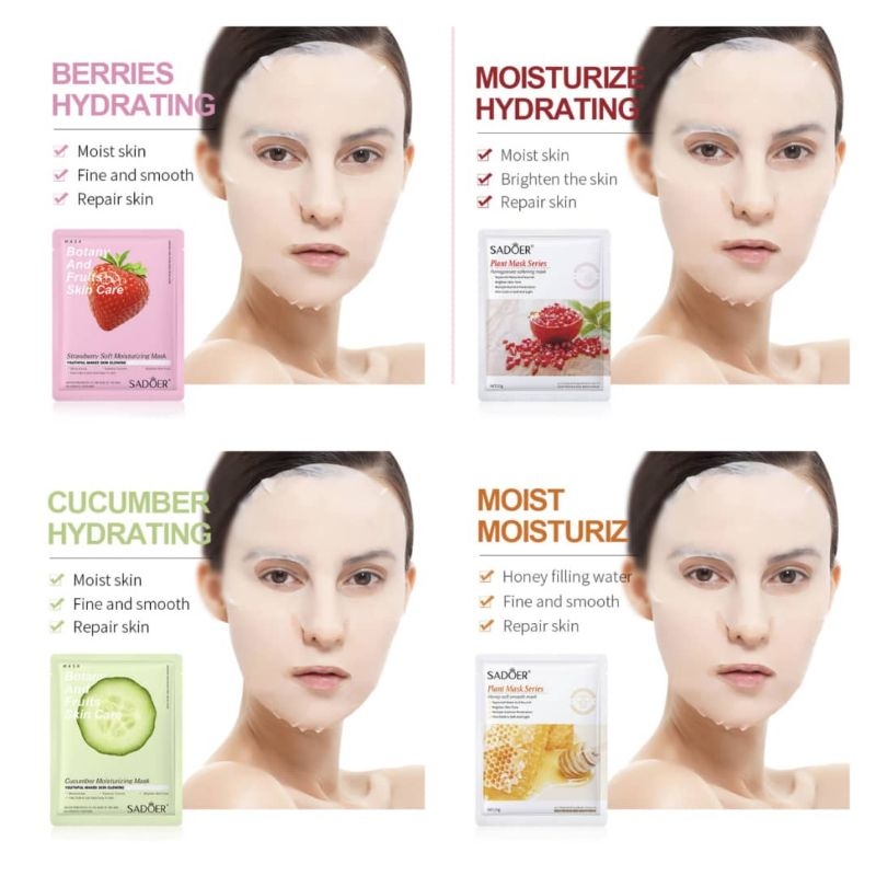 BORONG SADOER Rose Bara Chamomile Strawberry Facial Mask Moisturizing Smooth Sadoer Series ...