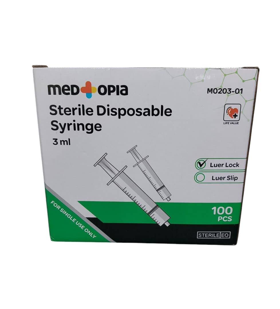 Medtopia Sterile Disposable Syringes Luer Lock 3ML/5ML - 100PCS/BOX ...