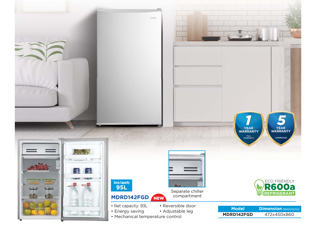 Midea 95L Single Door Fridge / 50L Mini Bar Refrigerator Fridge ...