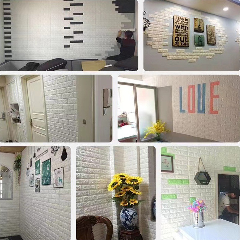 PE Foam 3D Wall Stickers Home Decor Wallpaper DIY Wall Decor Brick ...