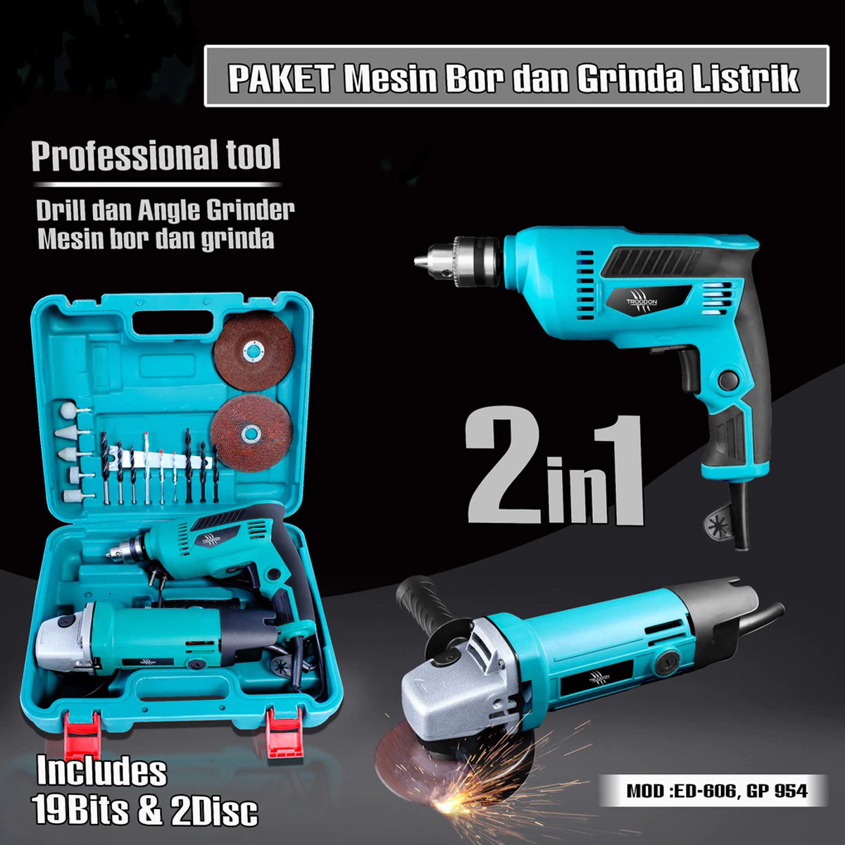 REAIM Hammer Impact Drill Grinder Machine Angle Grinder Grender Full ...