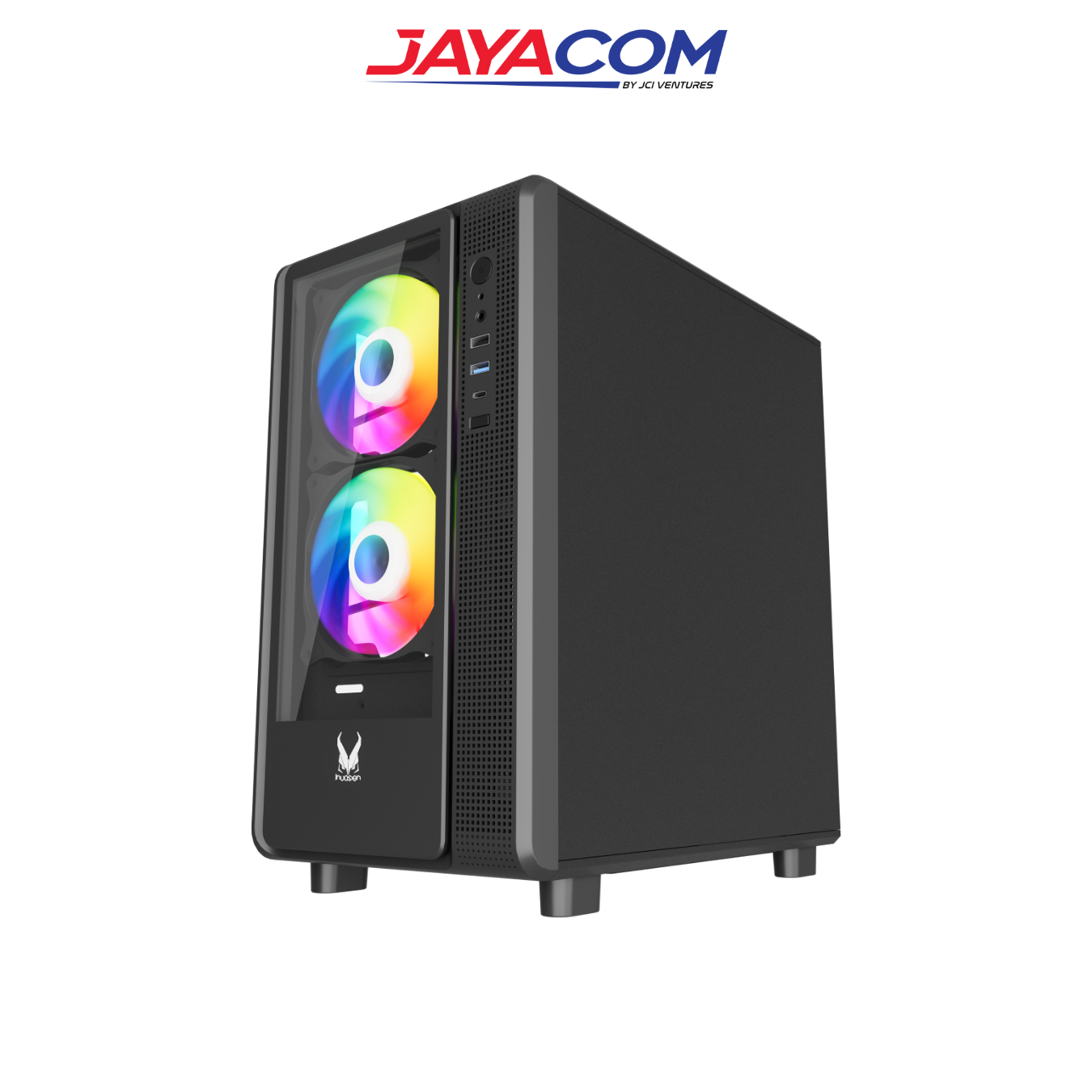 Invasion M-ATX C-1000 Gaming PC Casing Chassis – Black (Free 5x 120mm ...