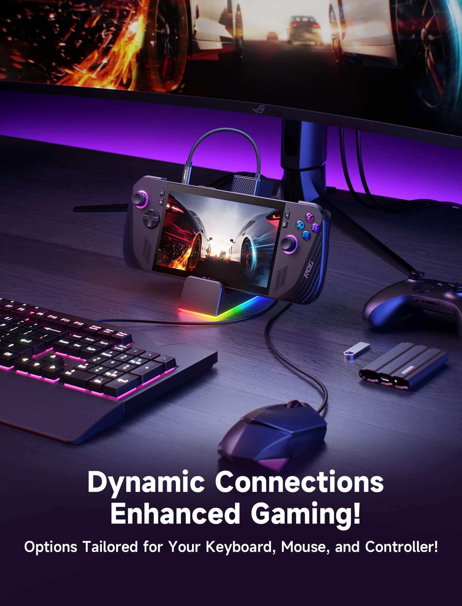 JSAUX 7-in-1 Multifunctional Cooling Docking Station RGB For ROG Ally X, Steam Deck OLED, Legion ...