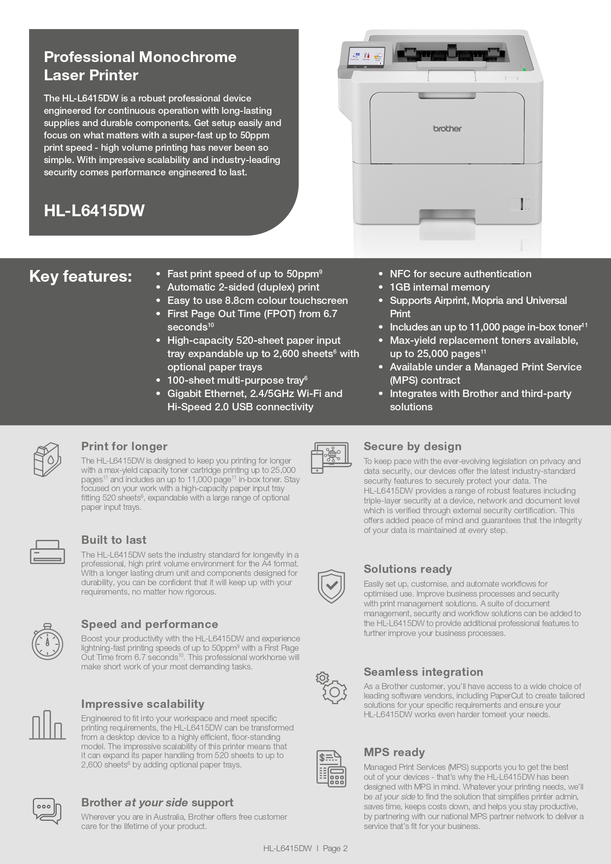 Brother Monochrome Laserjet A4 Single Function Wireless Printer High ...