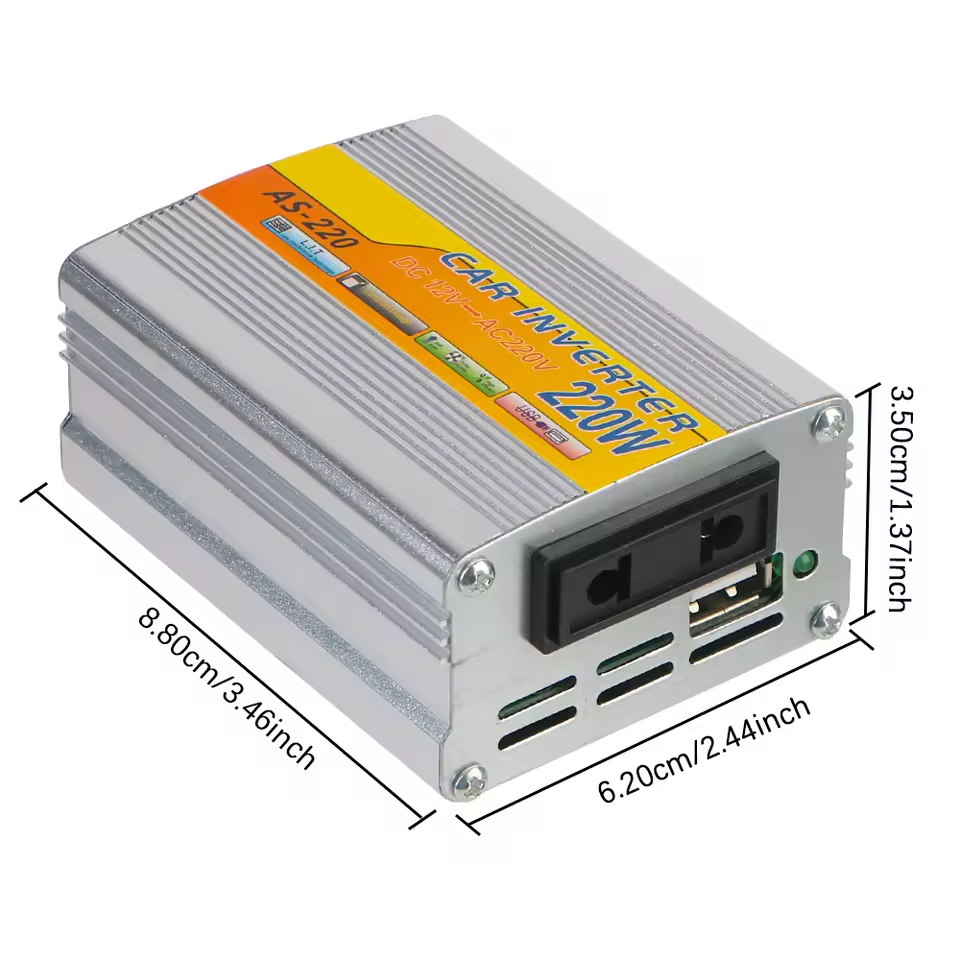 220W Car Power Inverter Solar With USB PORT DC 12V to AC 220V Sine Wave ...
