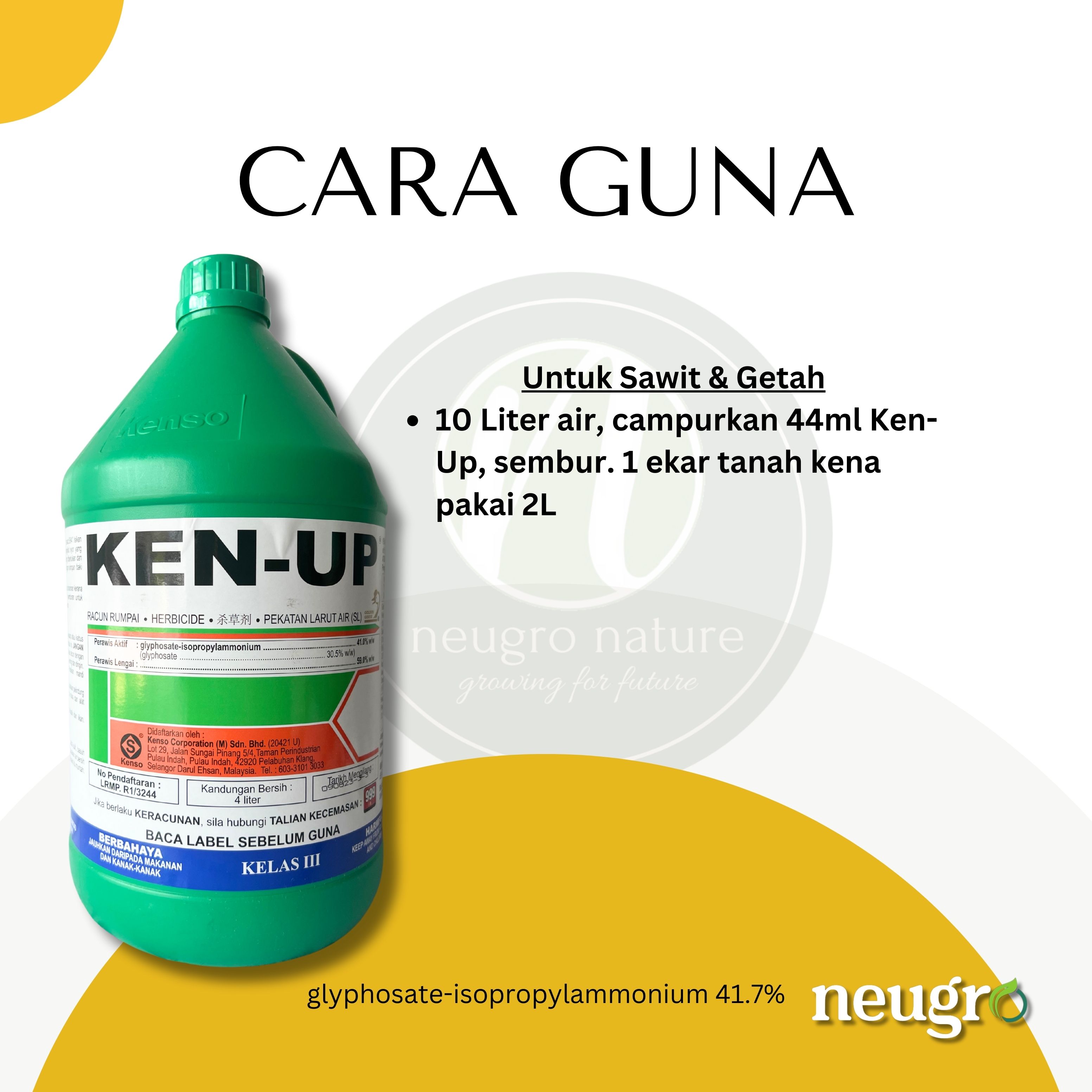 Kenso KEN UP 4L Glyphosate 41% Herbicide - KEN-UP 4L Racun Rumpai ...