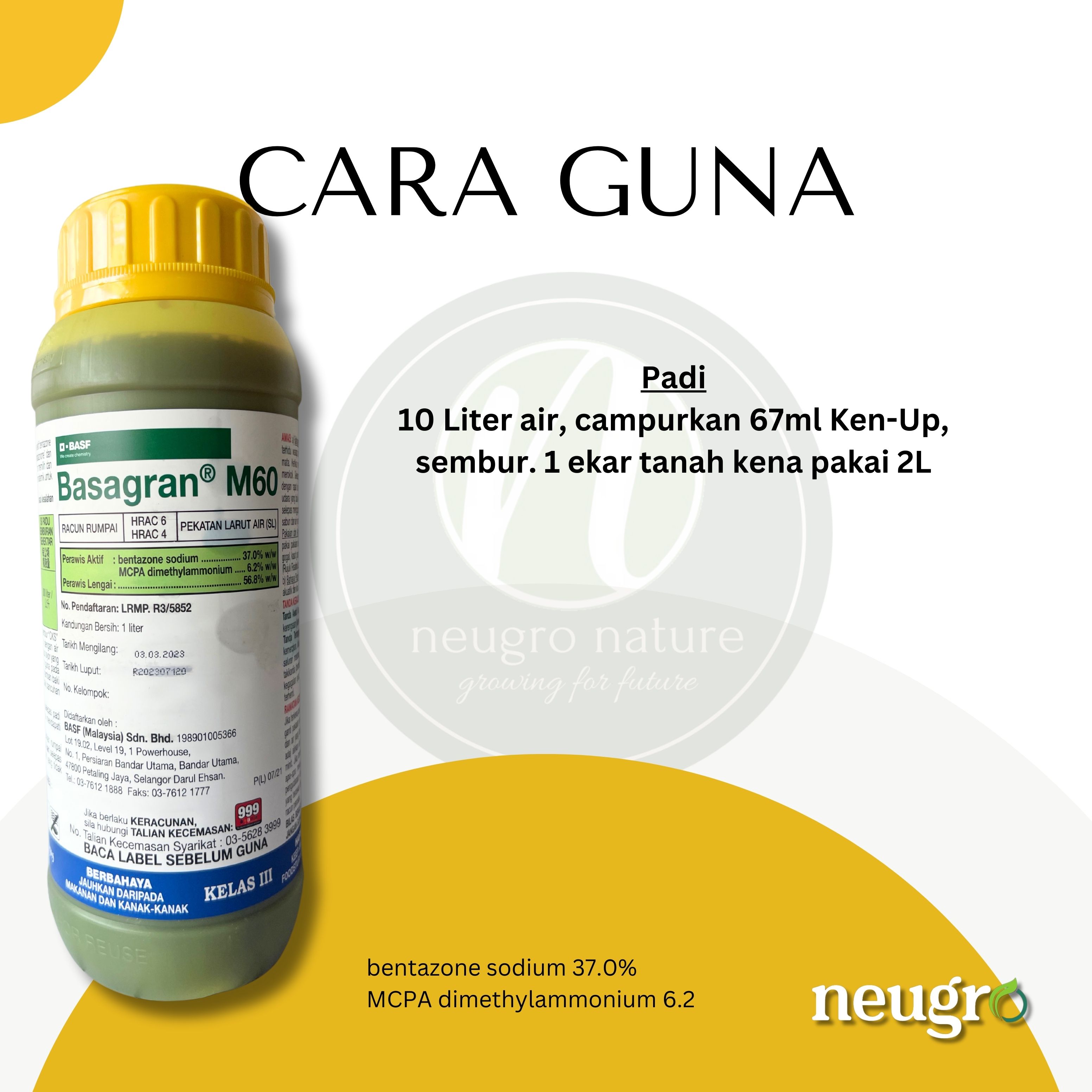 BASF Basagran M60 1L Herbicide Racun Rumpai Rumput Keladi Agas / Racun ...