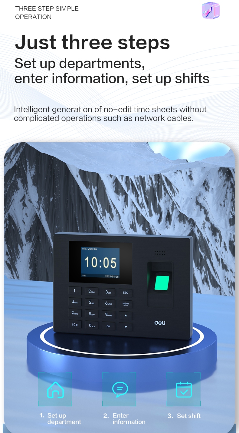 Deli Smart Attendance Machine | Facial & Thumbprint Punch Card Mesin ...