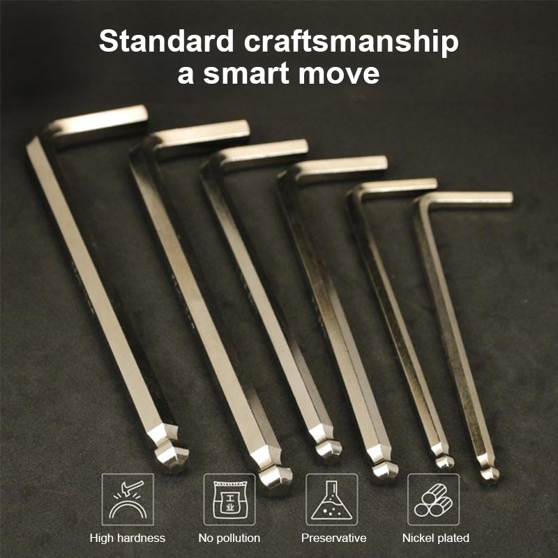 9PCS L-Shaped Ball Point Allen Key Wrench Set Extra Long CRV S2 ...