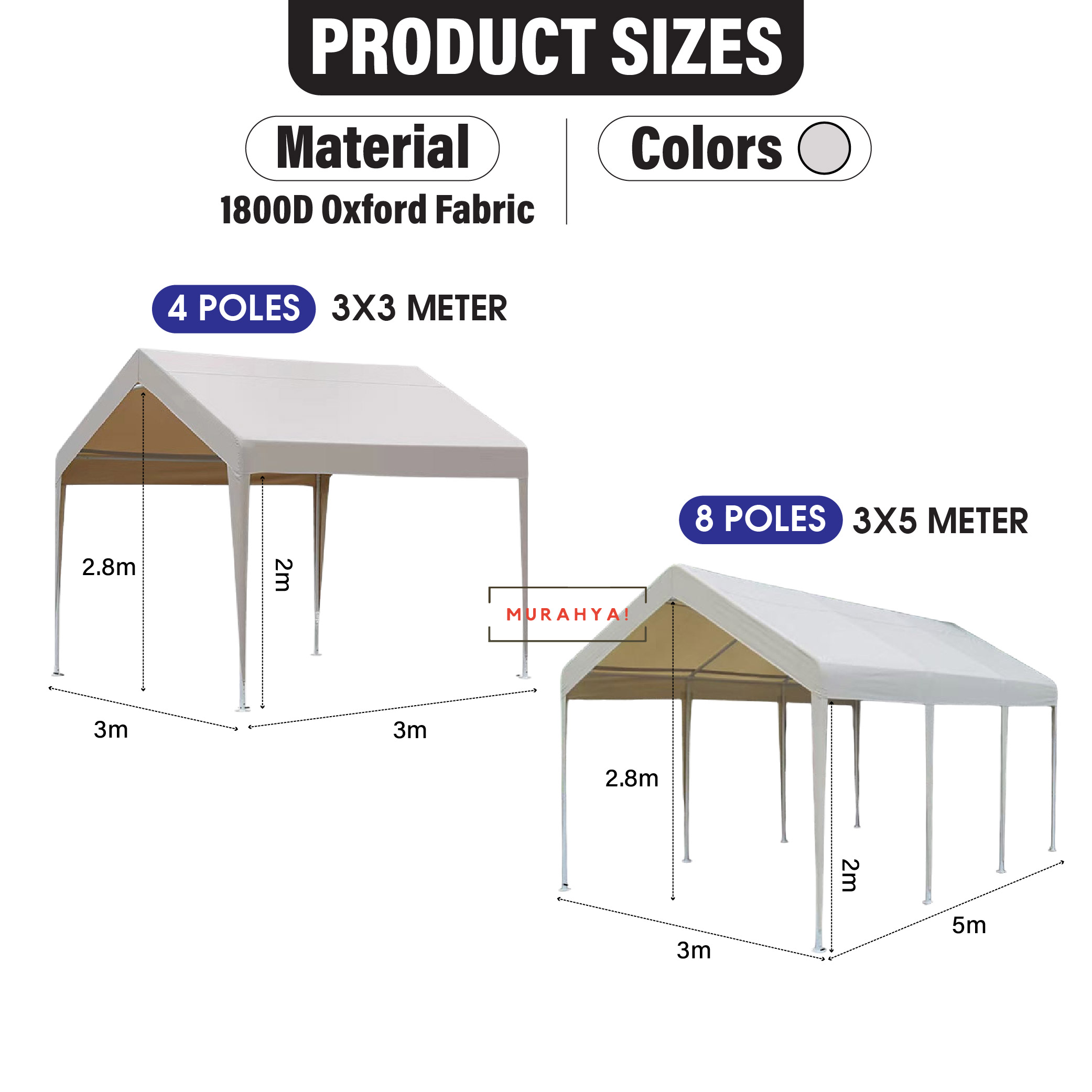 Outdoor Gazebo Tent Khemah Kereta Parking Shed Canopy Heavy Duty Gazebo ...