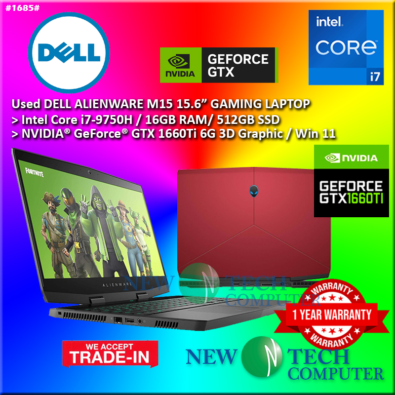 #1685 Used DELL ALIENWARE M15 Gaming Laptop Intel Core i7-9750h 16GB ...