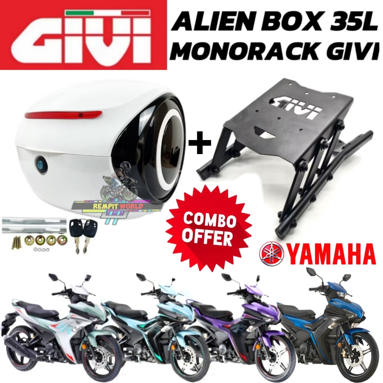 BOX ALIEN / BOX SIPUT + MONORACK GIVI LIPAT YAMAHA Y16ZR 100%ORIGINAL ...