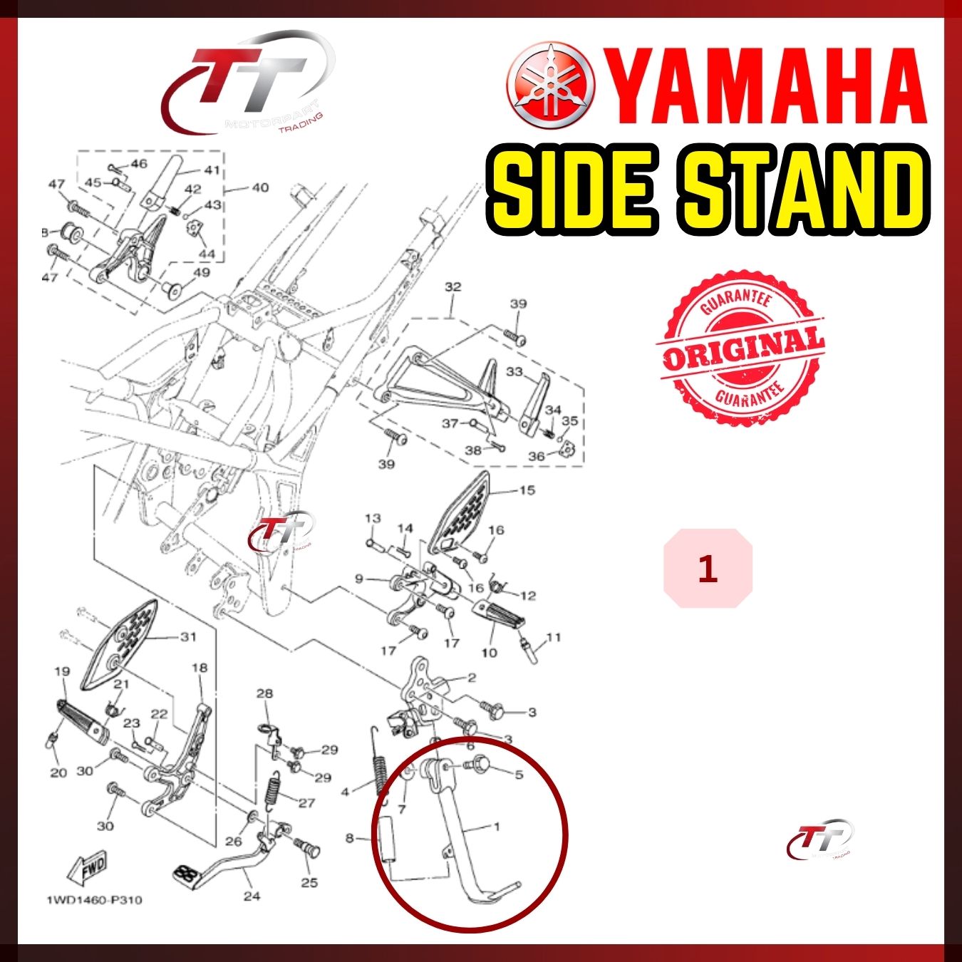 R25 V1-V3 MT25 YZF-R25 R25M MT-25 MT 25 Side Stand Tongkat Tepi Kaki ...