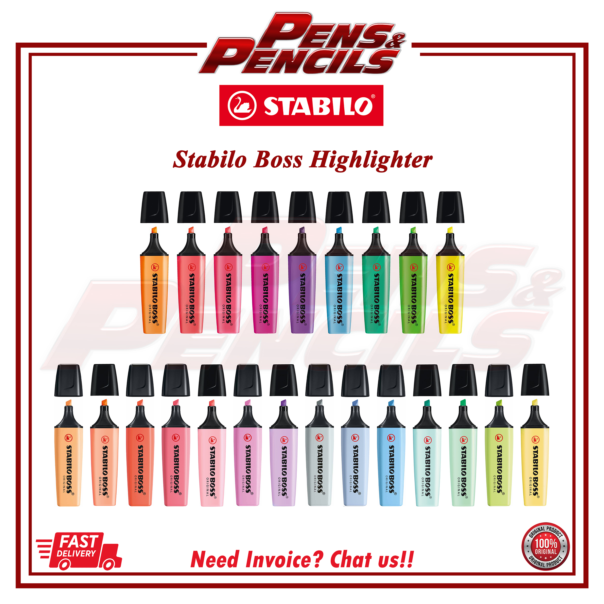 STABILO BOSS ORIGINAL Fluorescent Pastel Highlighter and Text Marker ...