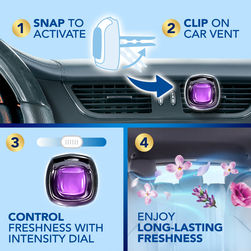 Ambi Pur Car Mini Clip Lavender Comfort Car Air Freshener 2 x 2.2ml ...