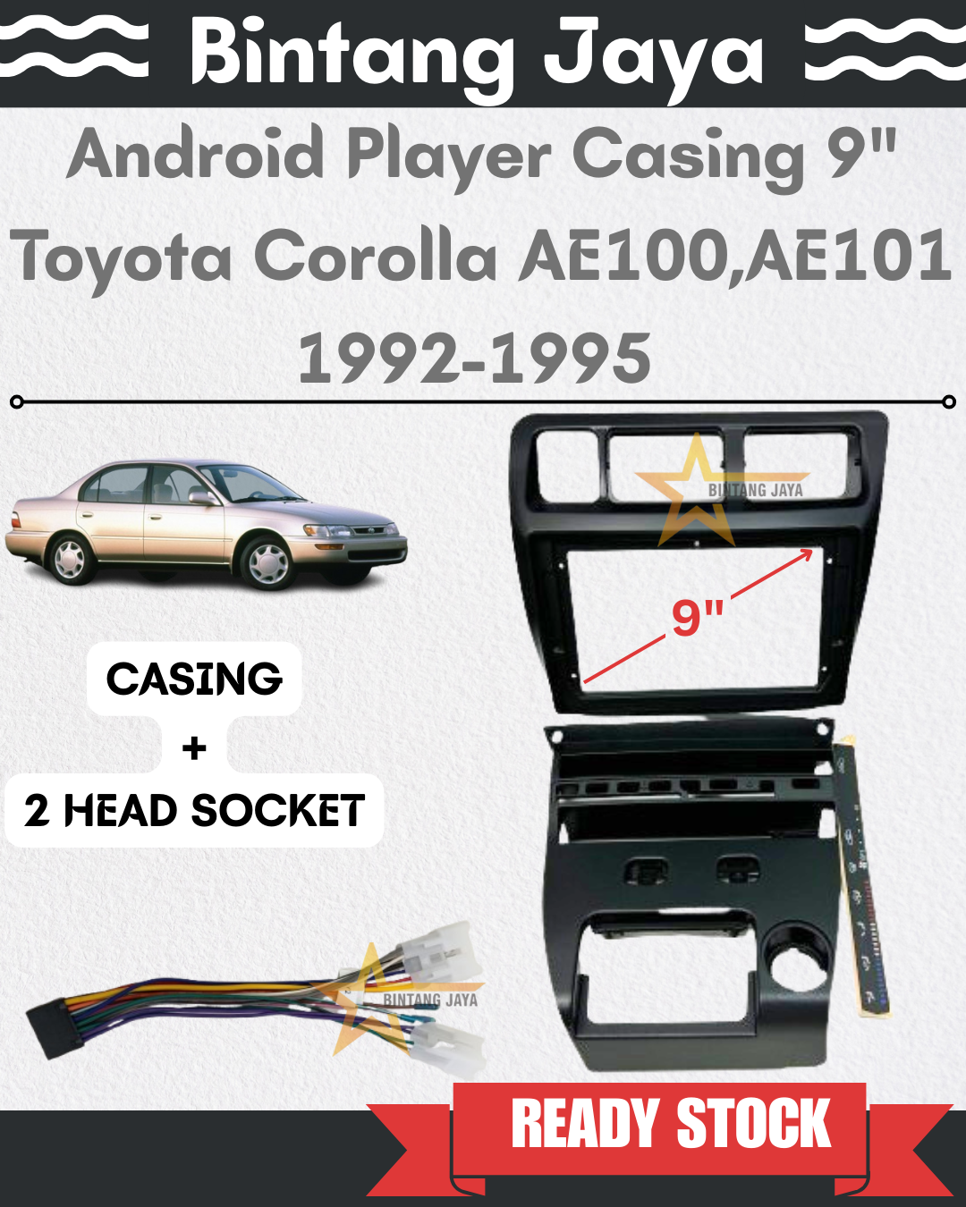 Android Player Casing 9" Toyota Corolla AE100 AE101 1992-1995 [Manual ...