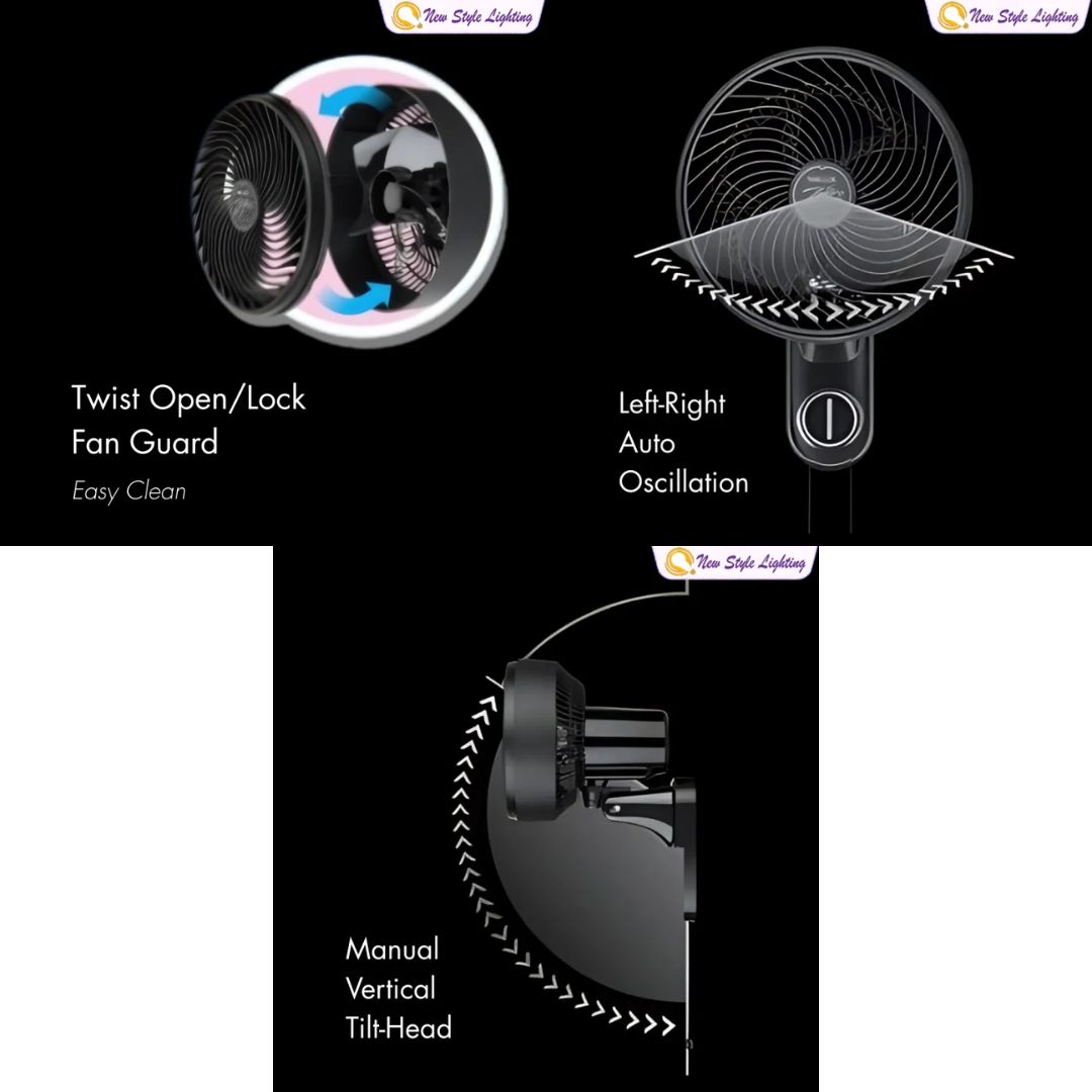 MILUX MGF-W10 10 Inch TRENDITION Zefiro 5 Blade AC Motor Pull String ...