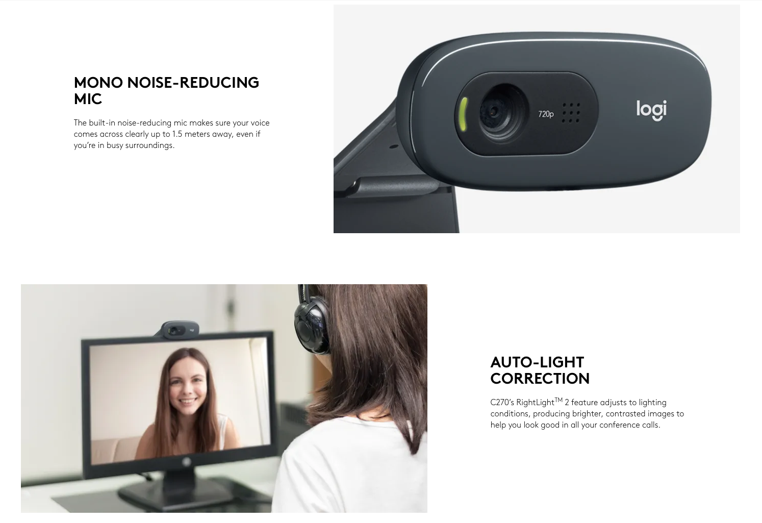 Logitech C270 HD Webcam HD 720p/30fps, Widescreen HD Video Calling, HD ...