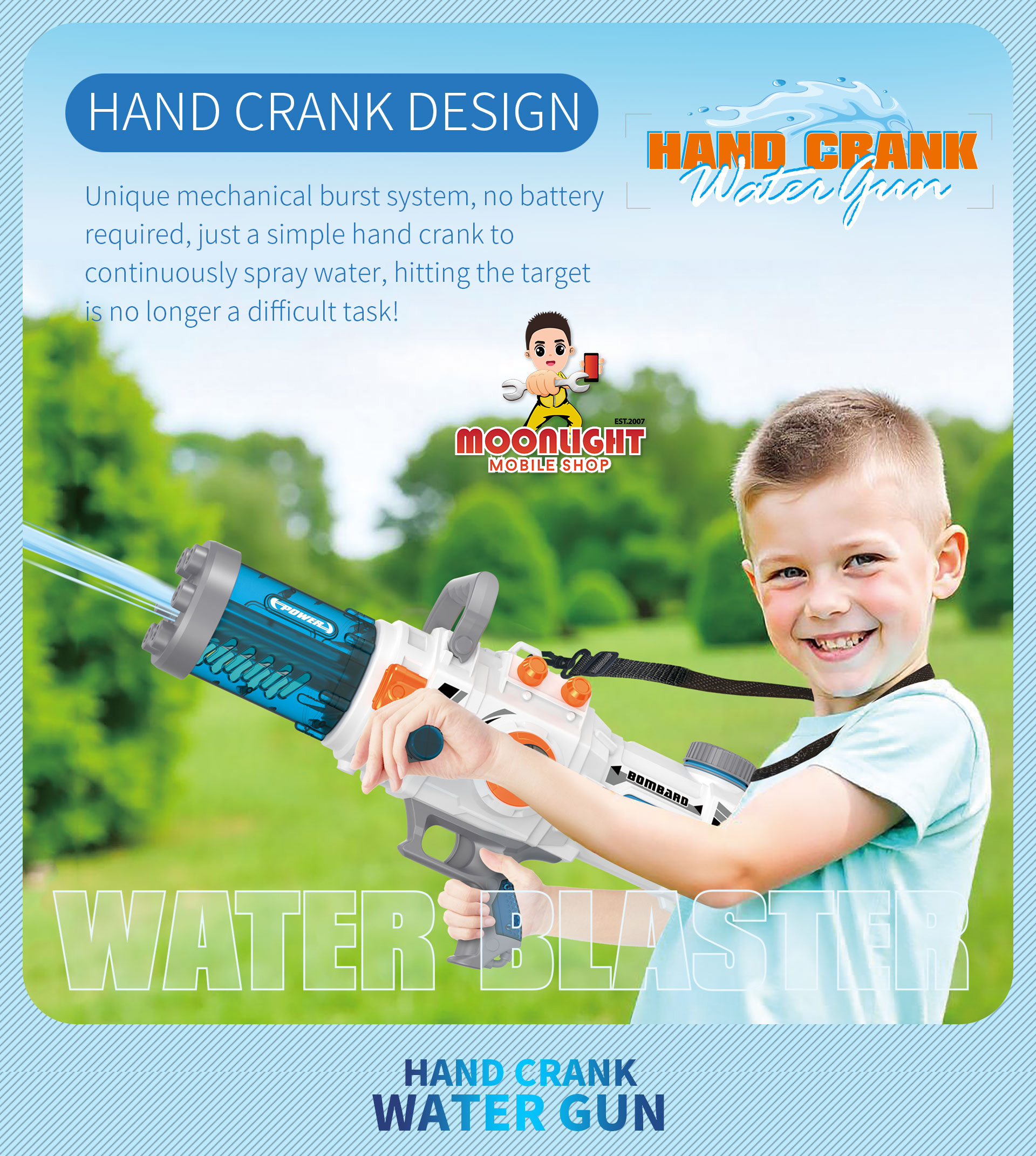 Water Gun XD36 Blaster Hand Crank Burst Guns Swimming Pool Toys Kids ...