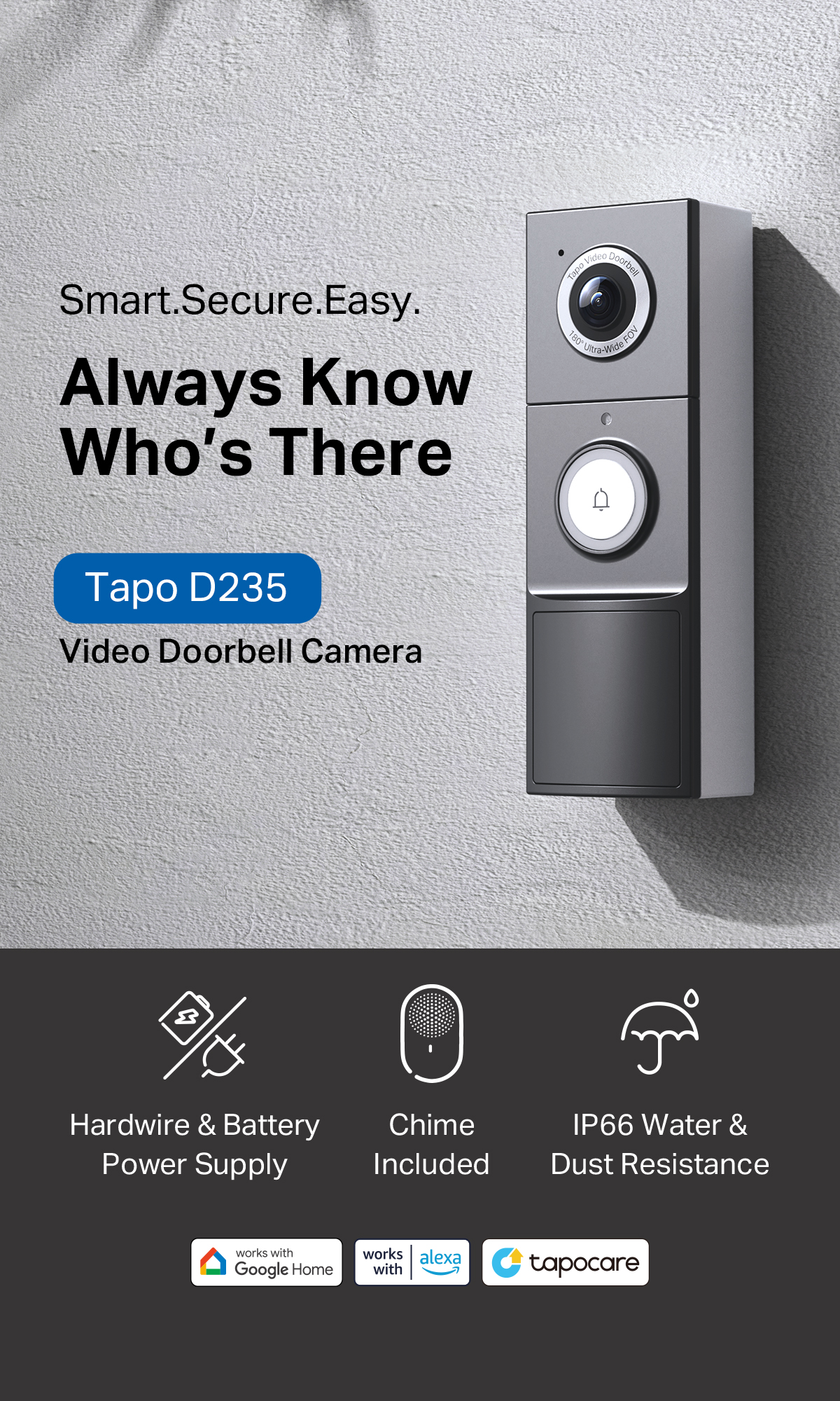 TP-Link 2K 5MP Color Night Vision Smart Wireless Battery Video Doorbell ...