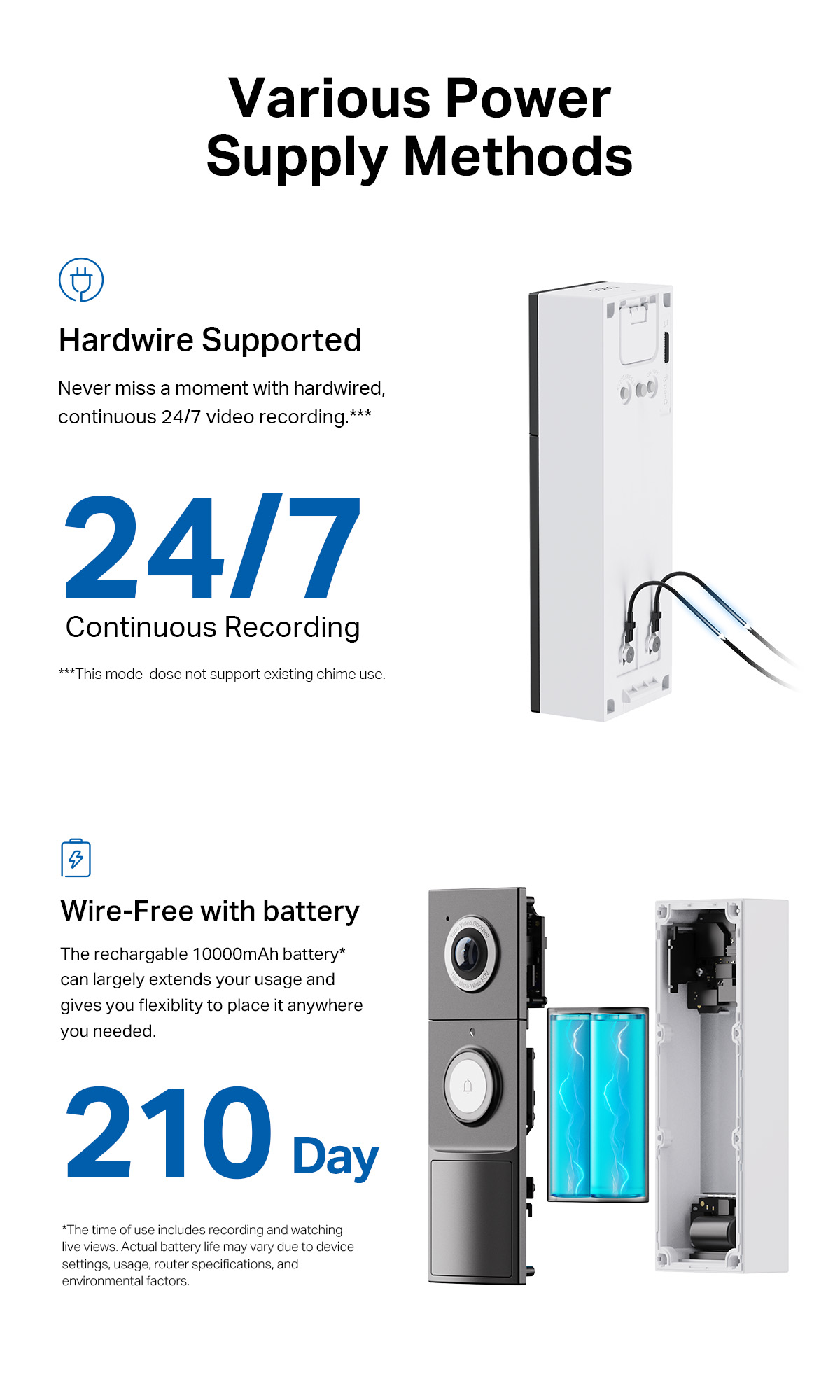 TP-Link 2K 5MP Color Night Vision Smart Wireless Battery Video Doorbell ...