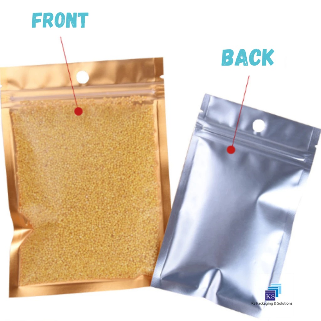 50pcs Matte Gold Packaging Zip Bag Matt Gold Zipper Aluminium Zipper ...