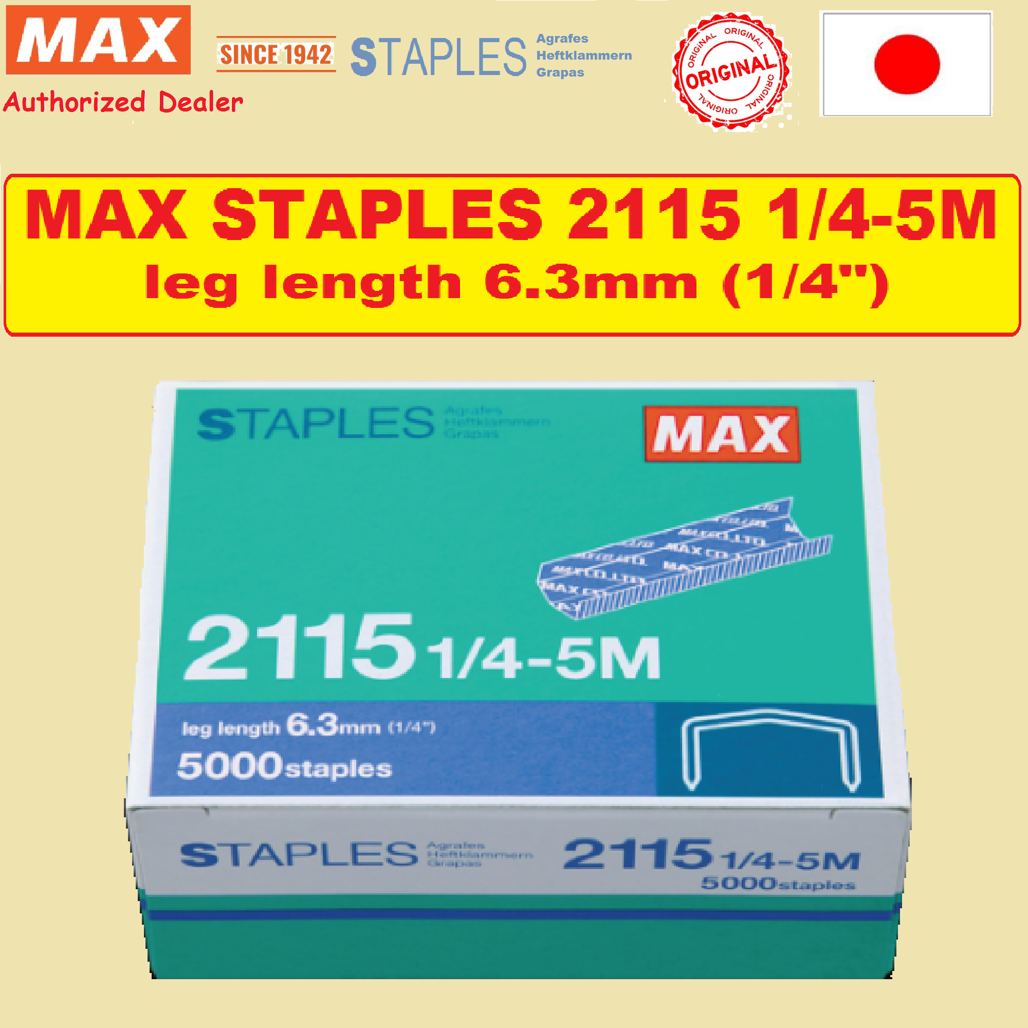 **ORIGINAL** MAX Stapler HD-88R (Random Colour) use MAX 2115 1/4-5M ...