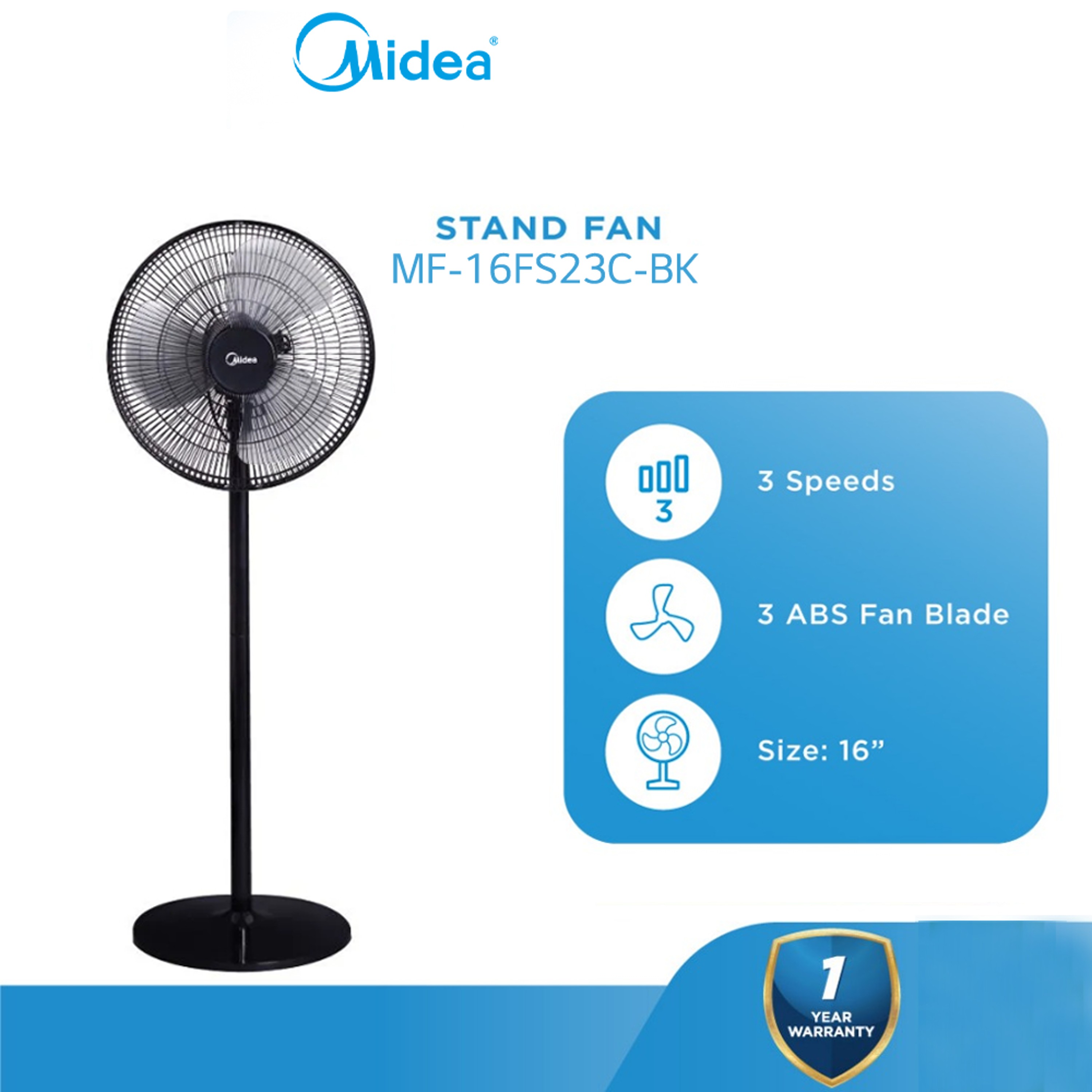 Midea Stand Fan (16") Kipas Berdiri MF-16FS23C Kipas Berdiri 站立式风扇 风扇 ...