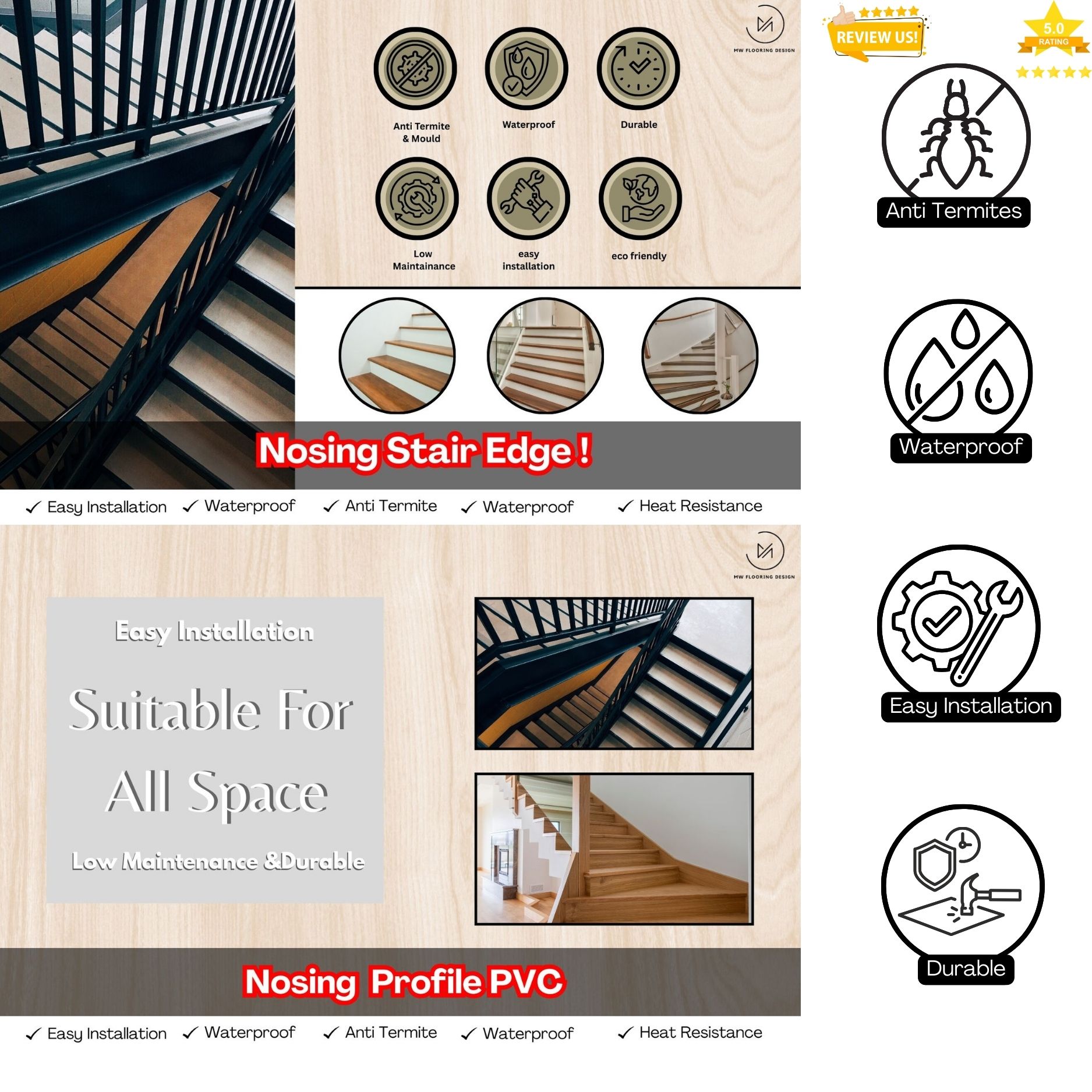 PVC Nosing Profile Staircase ( Accessories Tangga & Platform ) SPC ...