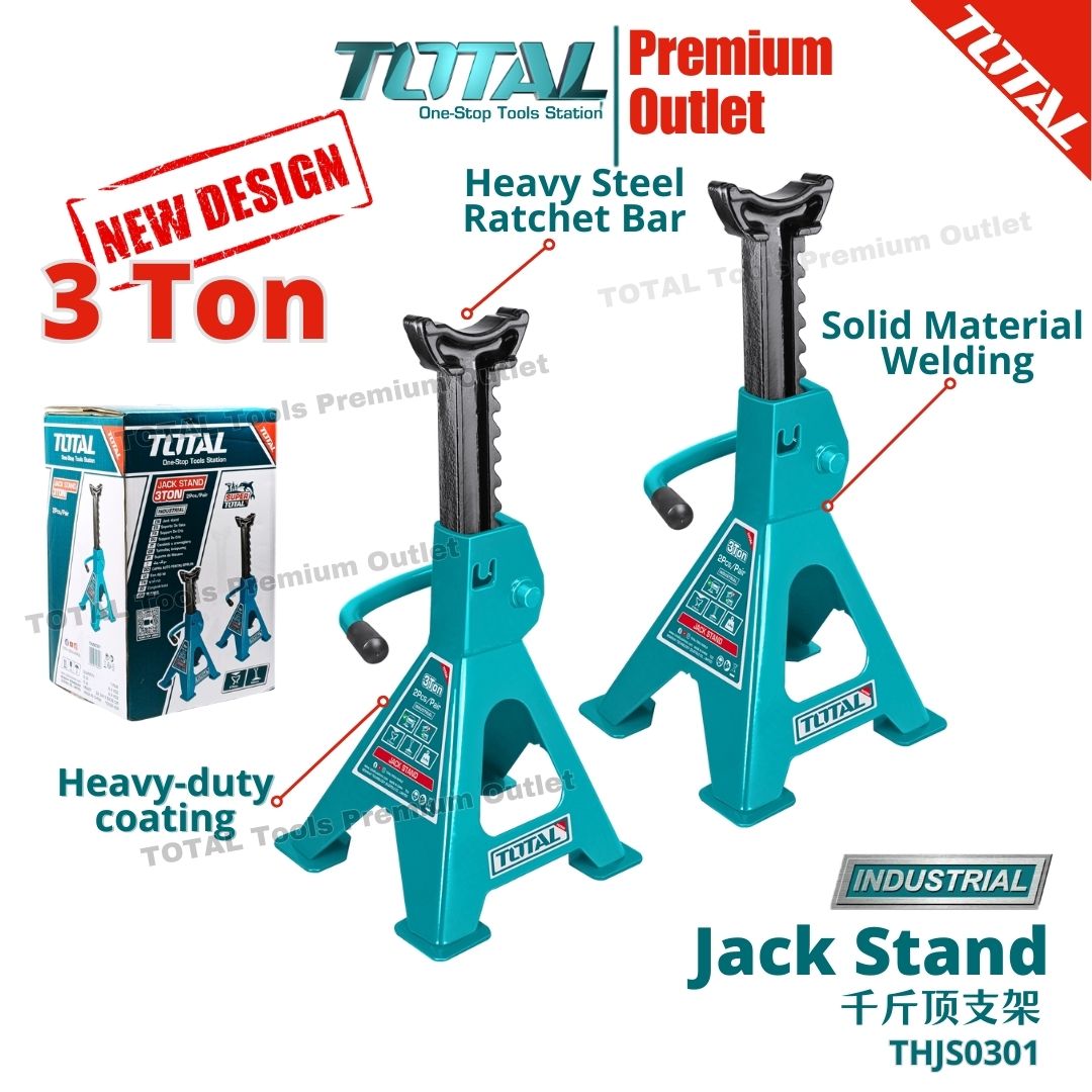 TOTAL Tools 2 ton / 3 ton Jack stand ( Large saddle, more stable ...