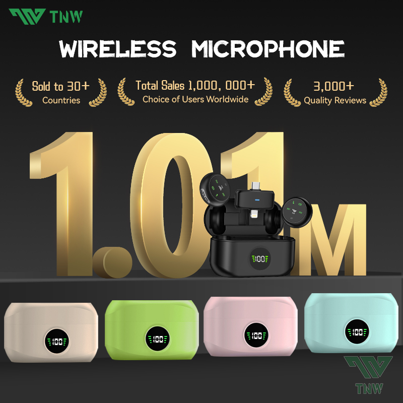 TNW A37 Wireless Lavalier Microphone Noise Cancelling with Magnetic Dual-Channel Mic for IOS ...