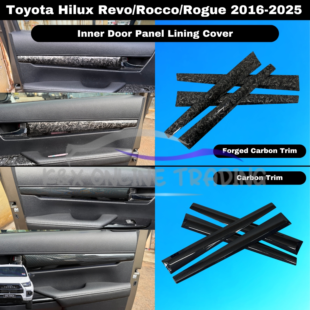 Toyota Hilux Revo/Rocco/Rogue 2016-2025 Forged Carbon Trim Door Panel ...