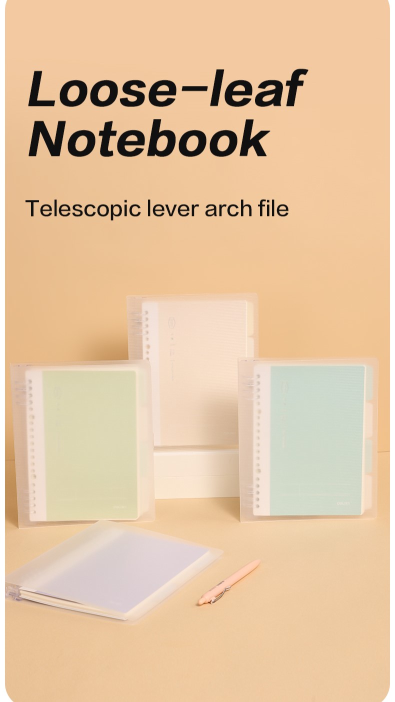 Deli A5 Loose Leaf Notebook Transparent Cover Refillable Journal Diary ...