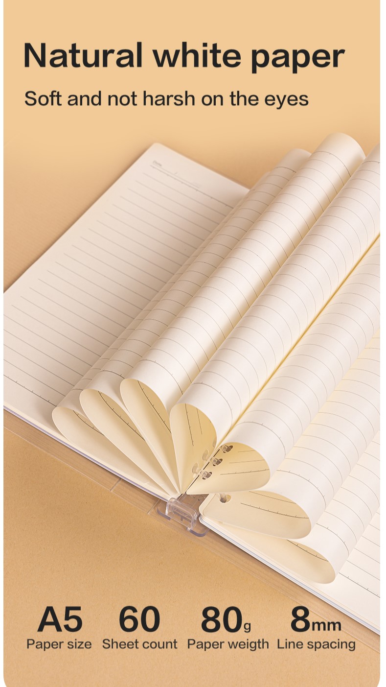 Deli A5 Loose Leaf Notebook Transparent Cover Refillable Journal Diary ...