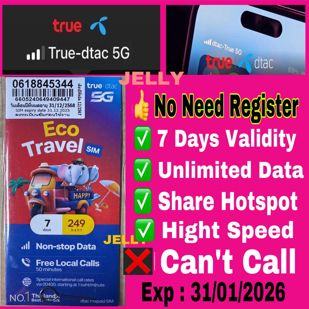 Thai SIM Card TRUEMOVE DTAC 7 Days UNLIMITED INTERNET | Shopee Malaysia