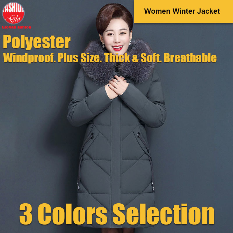 Plus Size Winter Jacket Woman Fur Hooded Jacket Baju Sejuk Jaket ...