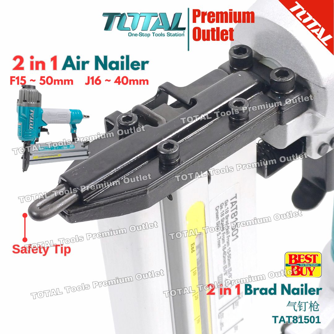 TOTAL 2 in 1 Pneumatic Air Nailer Gun /Air Nail Wood working DIY(F15 ...